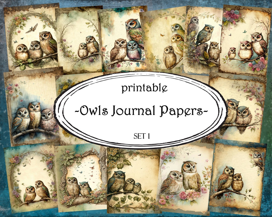 Printable Owls Journal Papers, Scrapbooking Pages, Junk Journal Pages ...