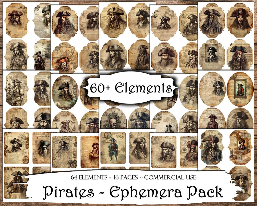 Pirates Ephemera Pack, Junk Journal Kit, Scrapbooking, Scrapbook ...
