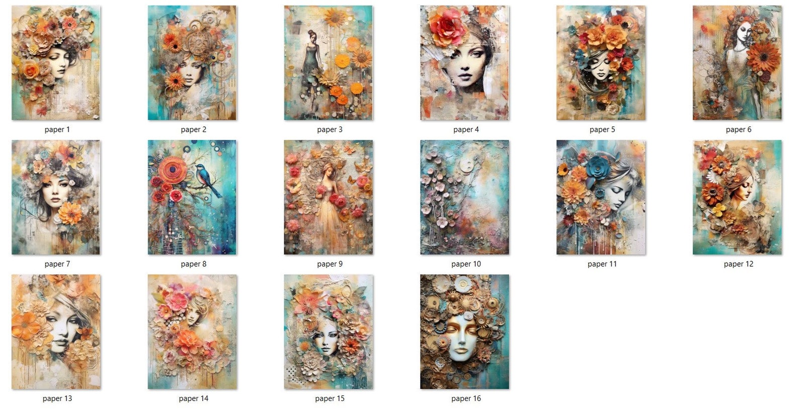 Mixed Media Printable Papers, Junk Journal Kit, Digital Papers ...