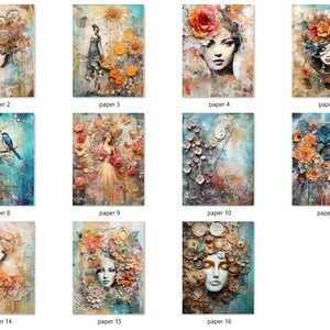 Mixed Media Printable Papers, Junk Journal Kit, Digital Papers ...