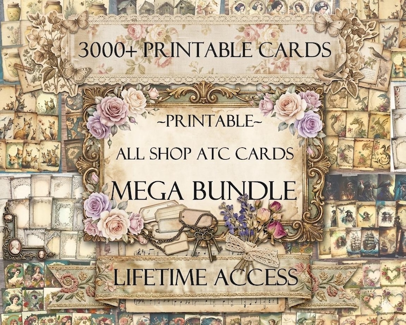 3000+ Printable ATC Cards Mega Bundle: Junk Journal Ephemera (digital ...