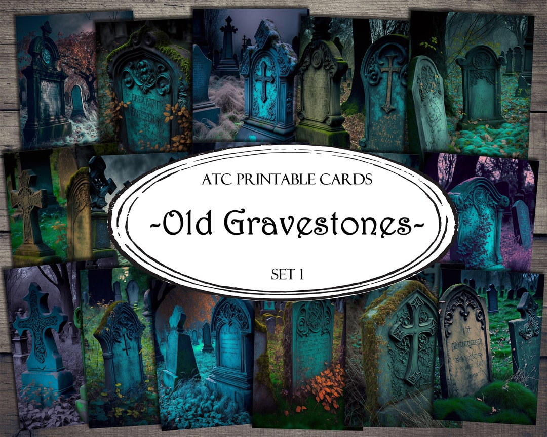 Old Gravestones Cards: Printable Ephemera for Junk Journals (digital ...