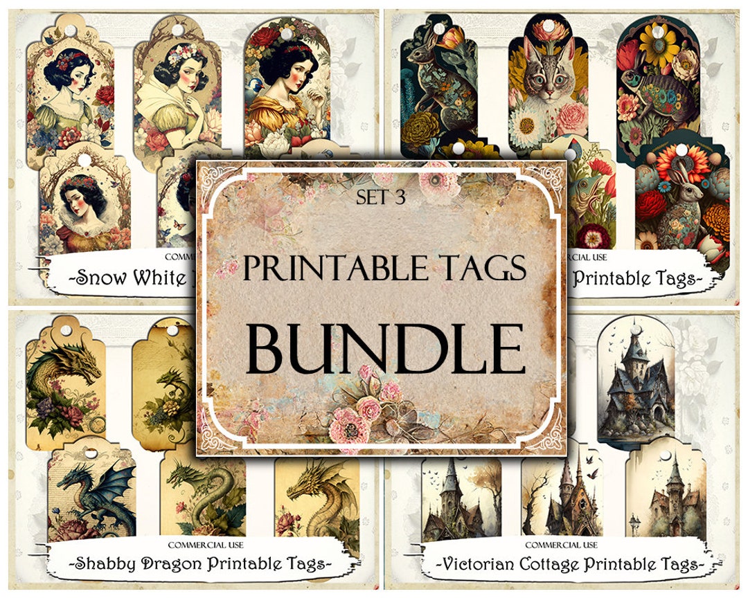 Printable Junk Journal Tags BUNDLE, Printable Tags, Junk Journal ...