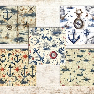 Nautical Papers, Digital Papers, Printable Papers, Junk Journal Kit ...