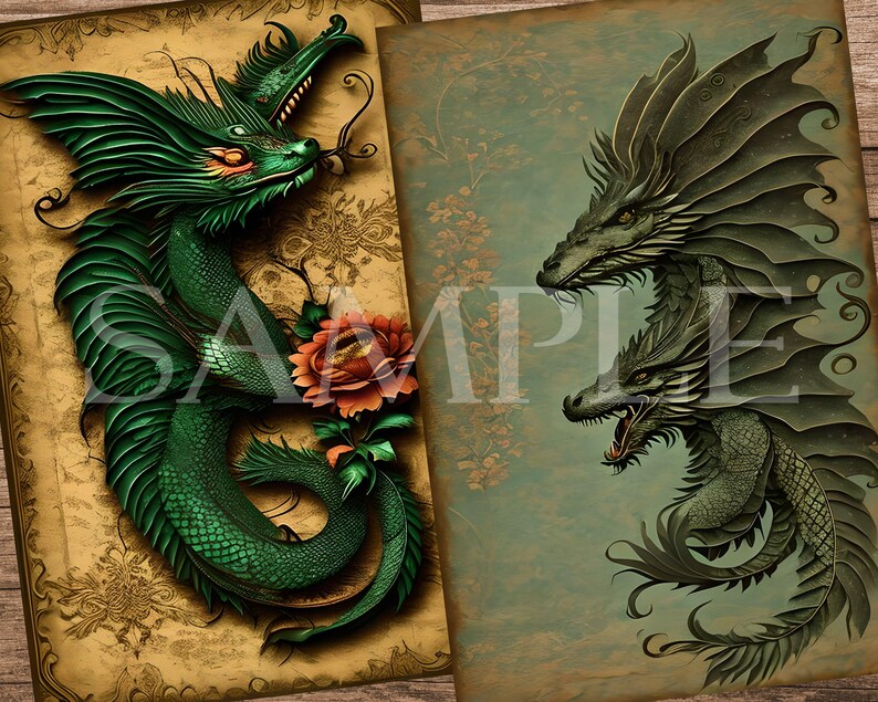Dragon ATC Cards Junk Journal Cards Junk Journal Kit - Etsy