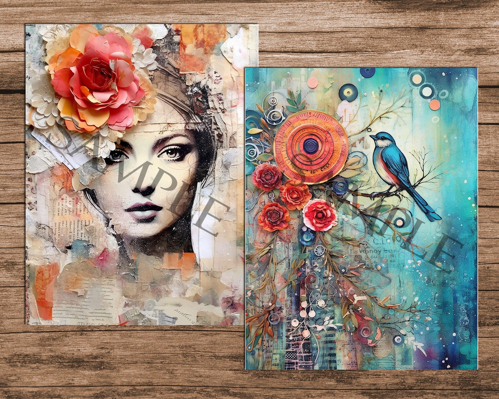 Mixed Media Printable Papers, Junk Journal Kit, Digital Papers ...