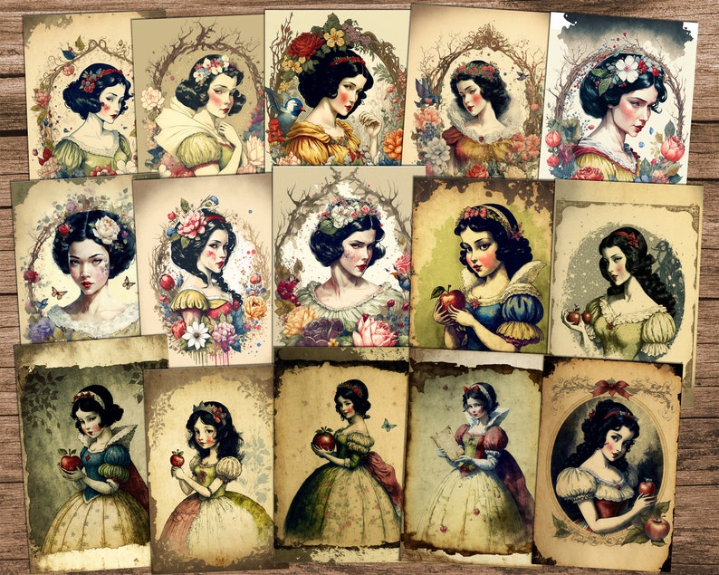 Snow White ATC Cards Junk Journal Cards Digital Paper - Etsy