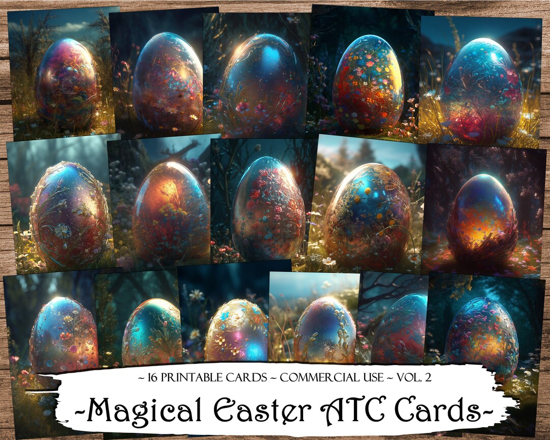 Magical Easter ATC Cards, Junk Journal Cards, Digital Paper, Printable ...
