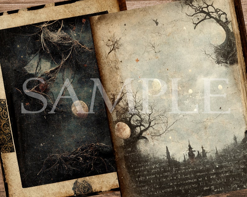 Witchy Distressed Journal Papers: Printable Scrapbook Ephemera (digital ...