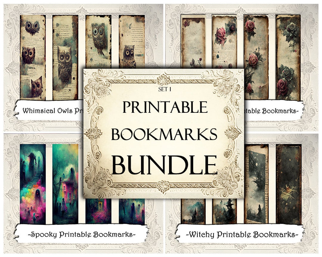Printable Bookmarks Bundle (1), Digital Bookmarks, Bookmarks Set, Junk ...