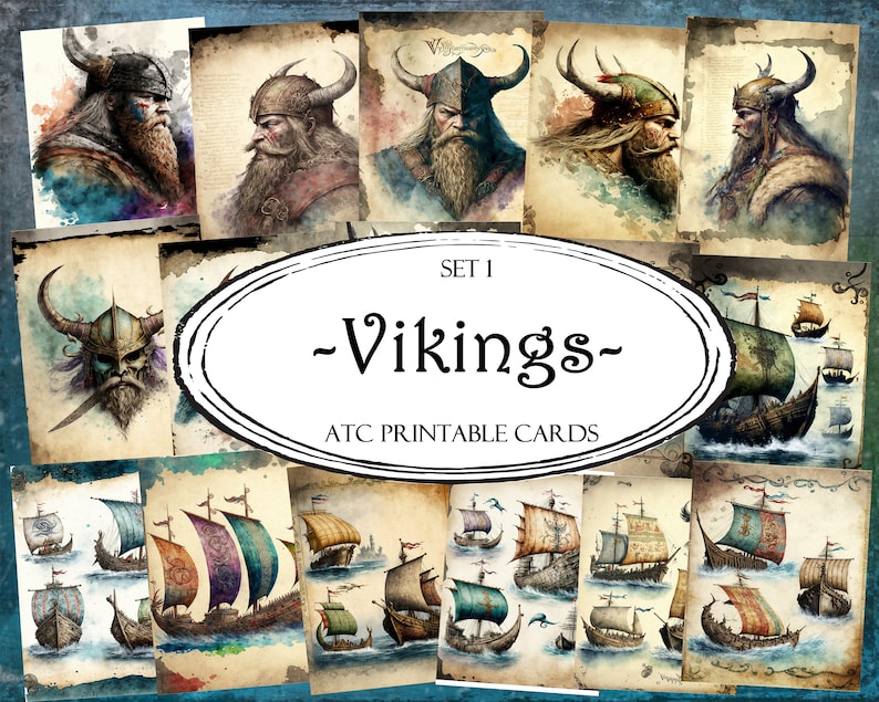 Vikings ATC Cards Junk Journal Cards Digital Paper - Etsy