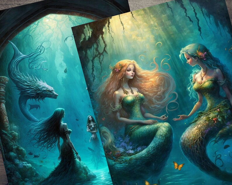 Mermaids ATC Cards: Printable Junk Journal Ephemera (digital Download ...
