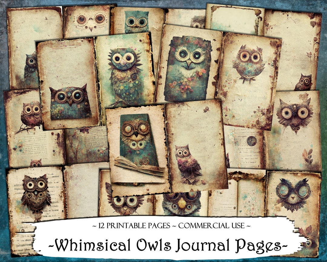 Whimsical Owls Journal Pages, Junk Journal Kit, Journaling Supplies ...