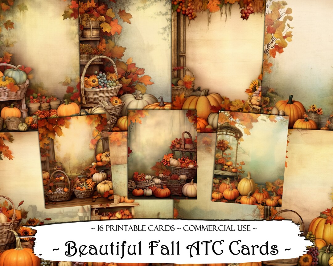 Beautiful Fall ATC Cards, Junk Journal Kit, Digital Paper, Printable ...