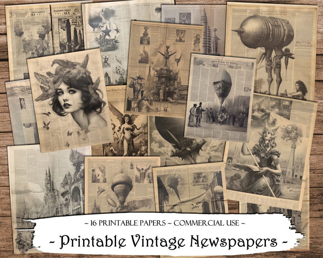 Vintage Newspaper Ephemera: Junk Journal Printable Papers (digital ...