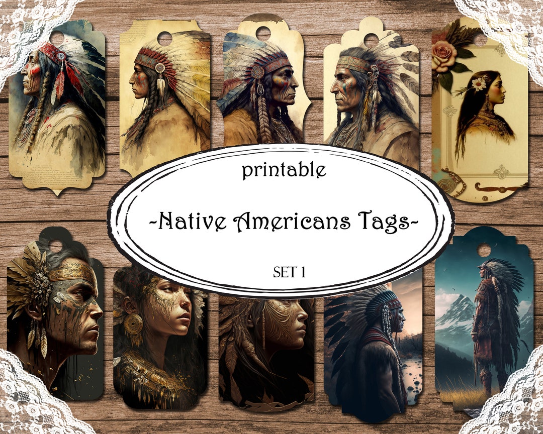 Native Americans Junk Journal Tags, Printable Tags, Junk Journal ...