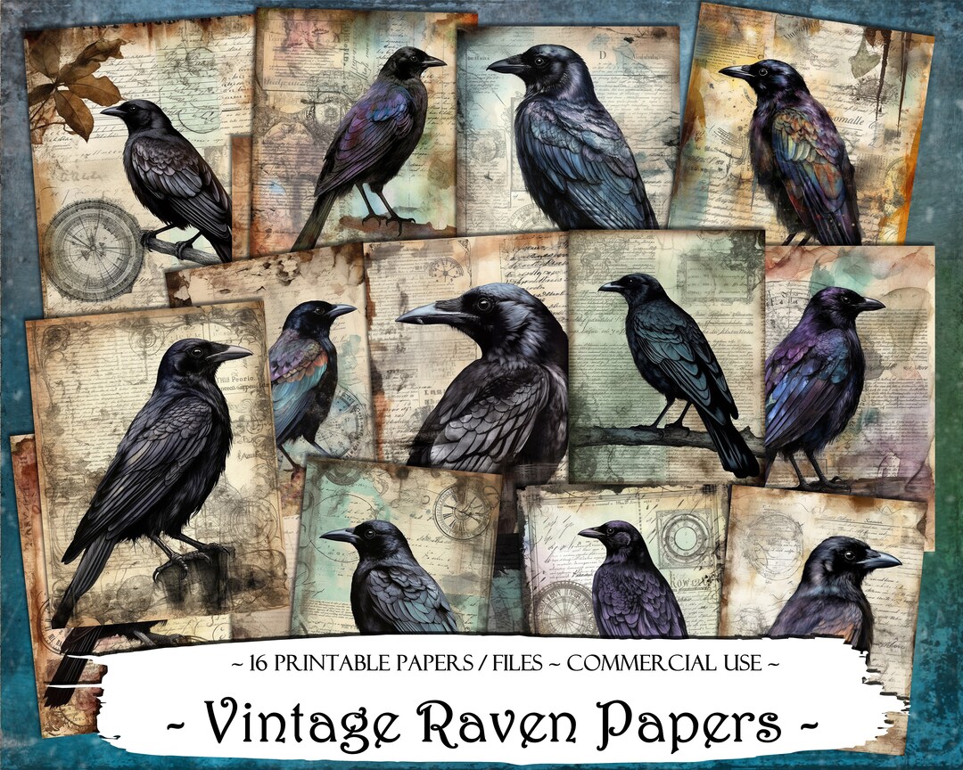 Vintage Raven Journal Papers: Printable Ephemera Kit (digital Download ...