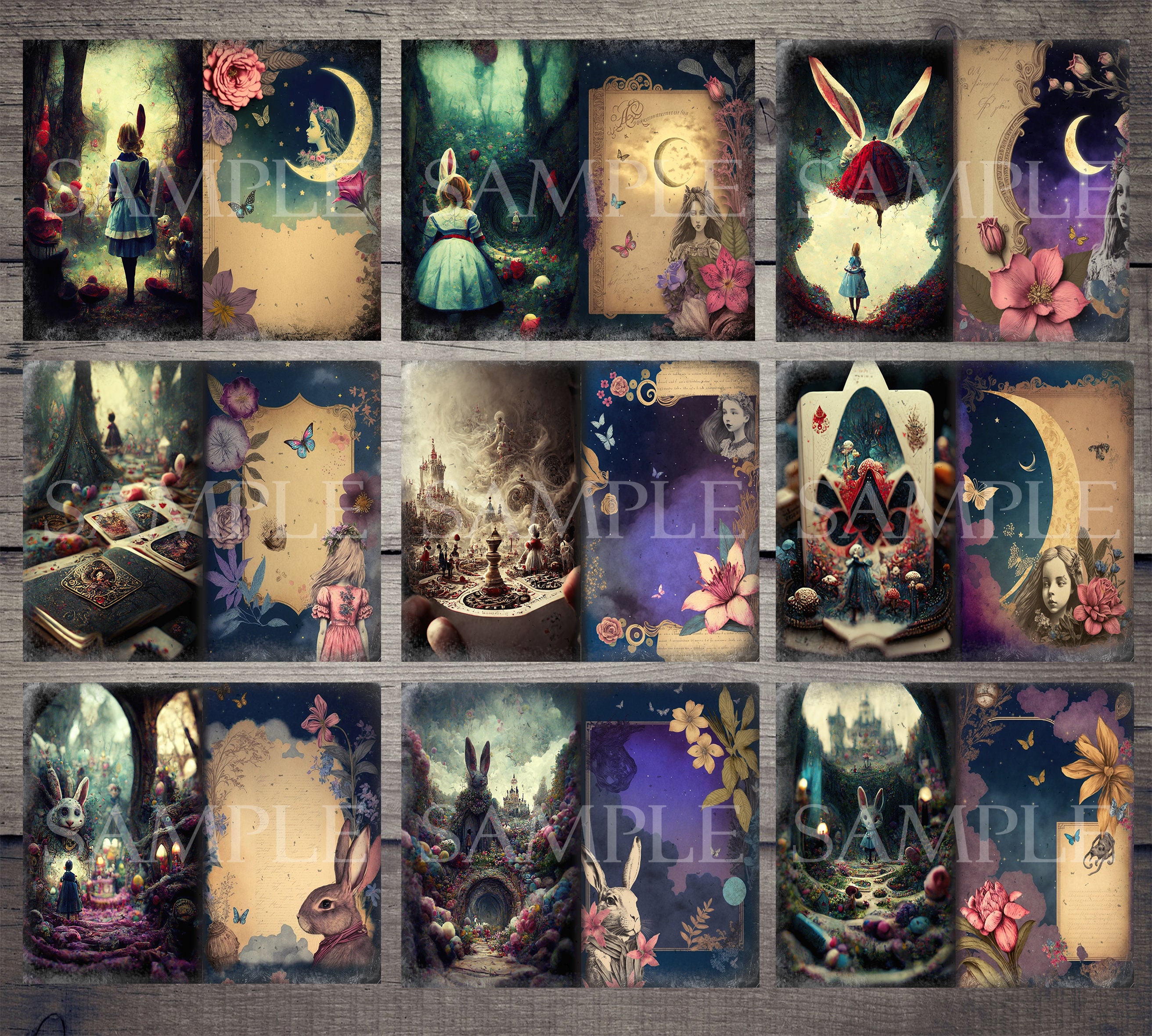 Alice in Wonderland Junk Journal Kit Junk Journal Supplies - Etsy