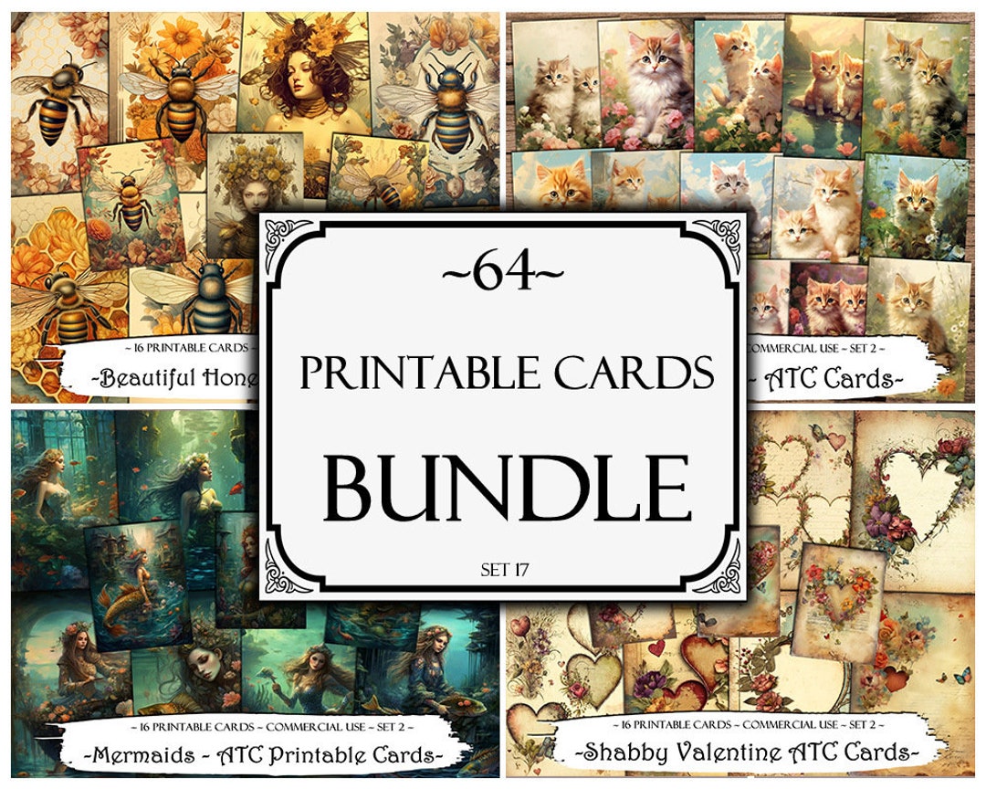 Printable ATC Cards, Junk Journal Cards, Digital Paper, Printable ...