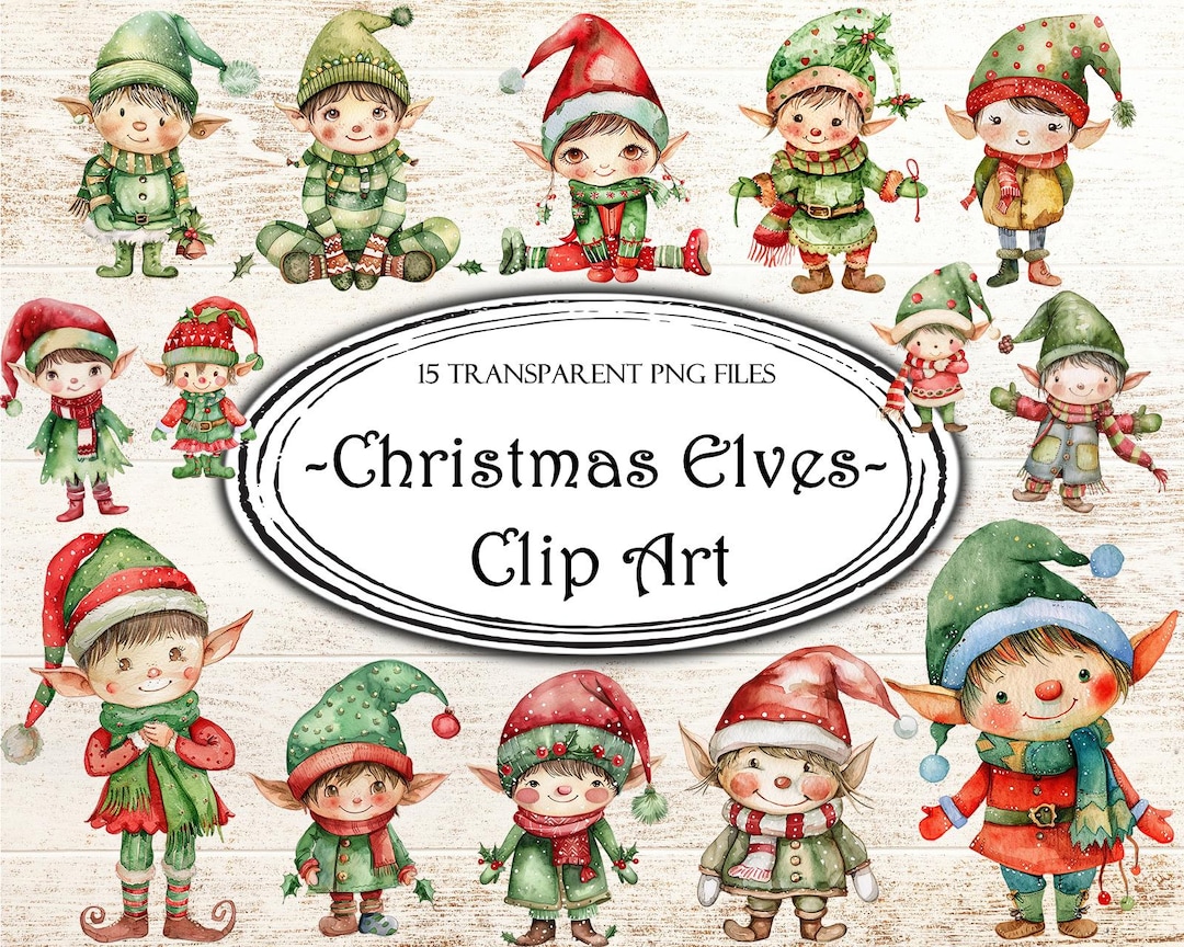 Christmas Elves Clip Art, PNG Files, Transparent PNG, Clipart Graphics ...