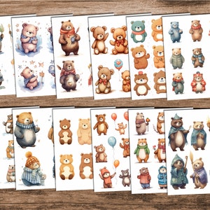 Cute Bears Fussy Cut Printable Stickers, Junk Journal Printable ...