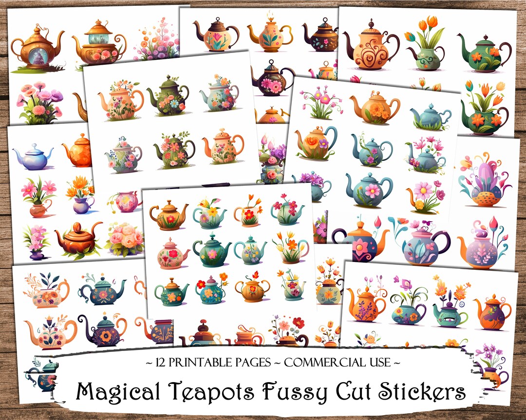 Magical Teapots Fussy Cut Stickers Junk Journal Printable - Etsy