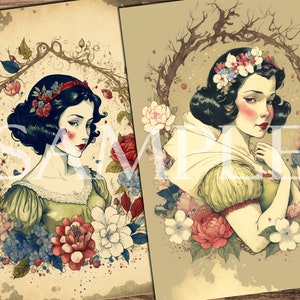 Snow White ATC Cards, Junk Journal Cards, Digital Paper, Printable ...