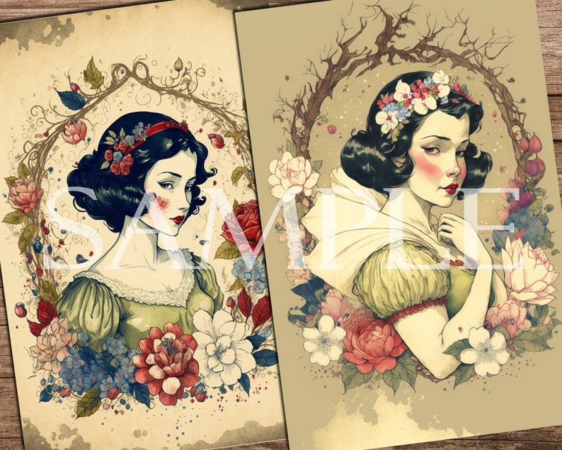 Snow White ATC Cards Junk Journal Cards Digital Paper - Etsy