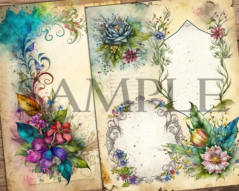 Printable Floral Journal Papers Scrapbooking Pages Junk - Etsy