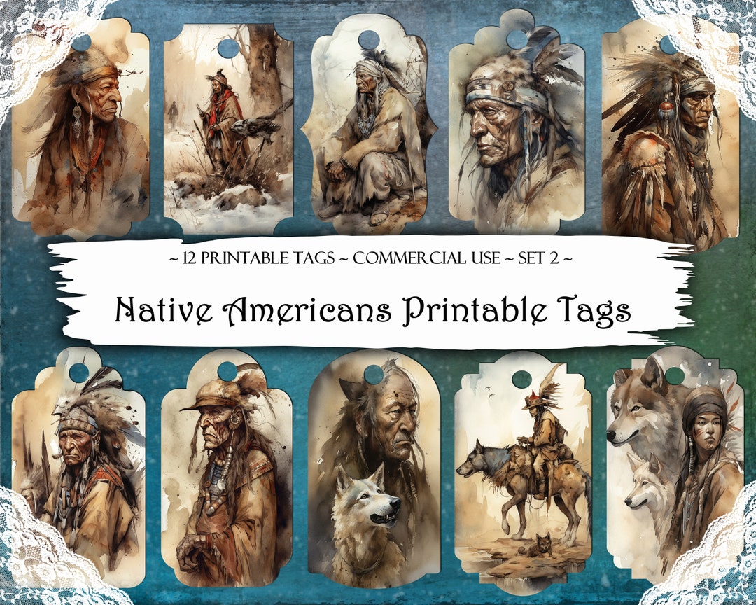 Native Americans Junk Journal Tags, Printable Tags, Junk Journal ...