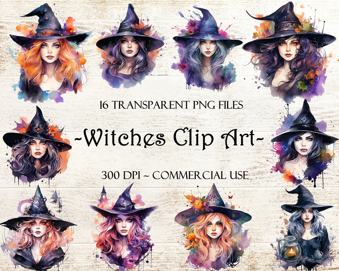 Witches Clip Art PNG Files, Transparent PNG, Clipart Graphics, Digital ...