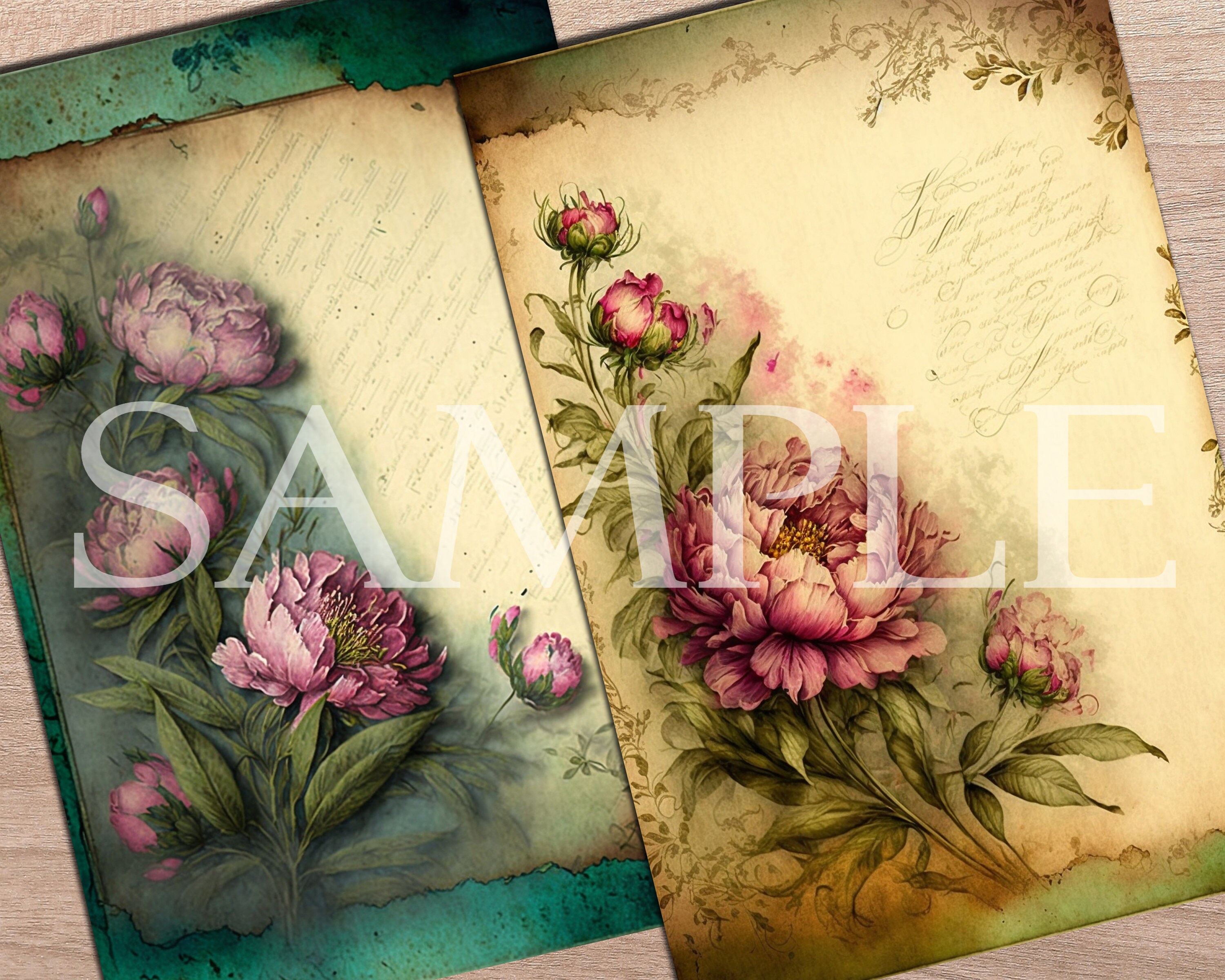 Printable Floral Journal Papers Scrapbooking Pages Junk - Etsy