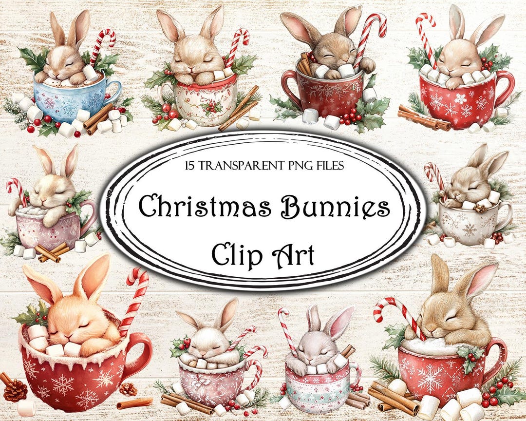 Christmas Bunnies Clip Art, PNG Files, PNG Transparent, Clipart ...