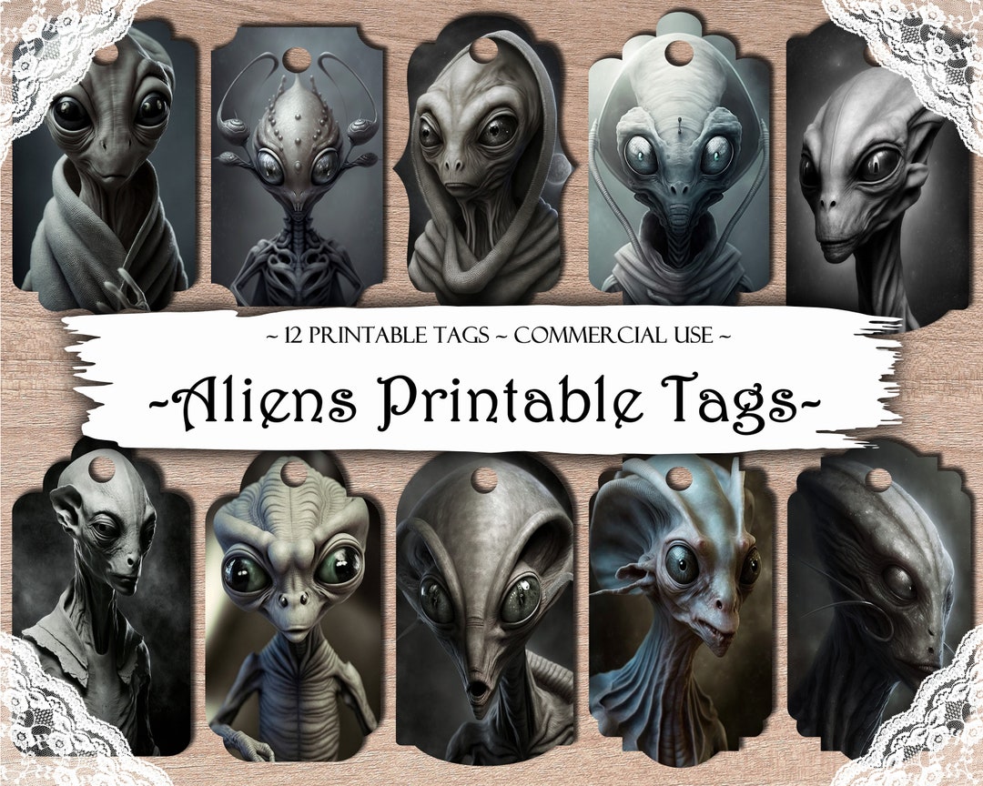 Aliens Journal Tags, Printable Tags, Junk Journal Supplies ...