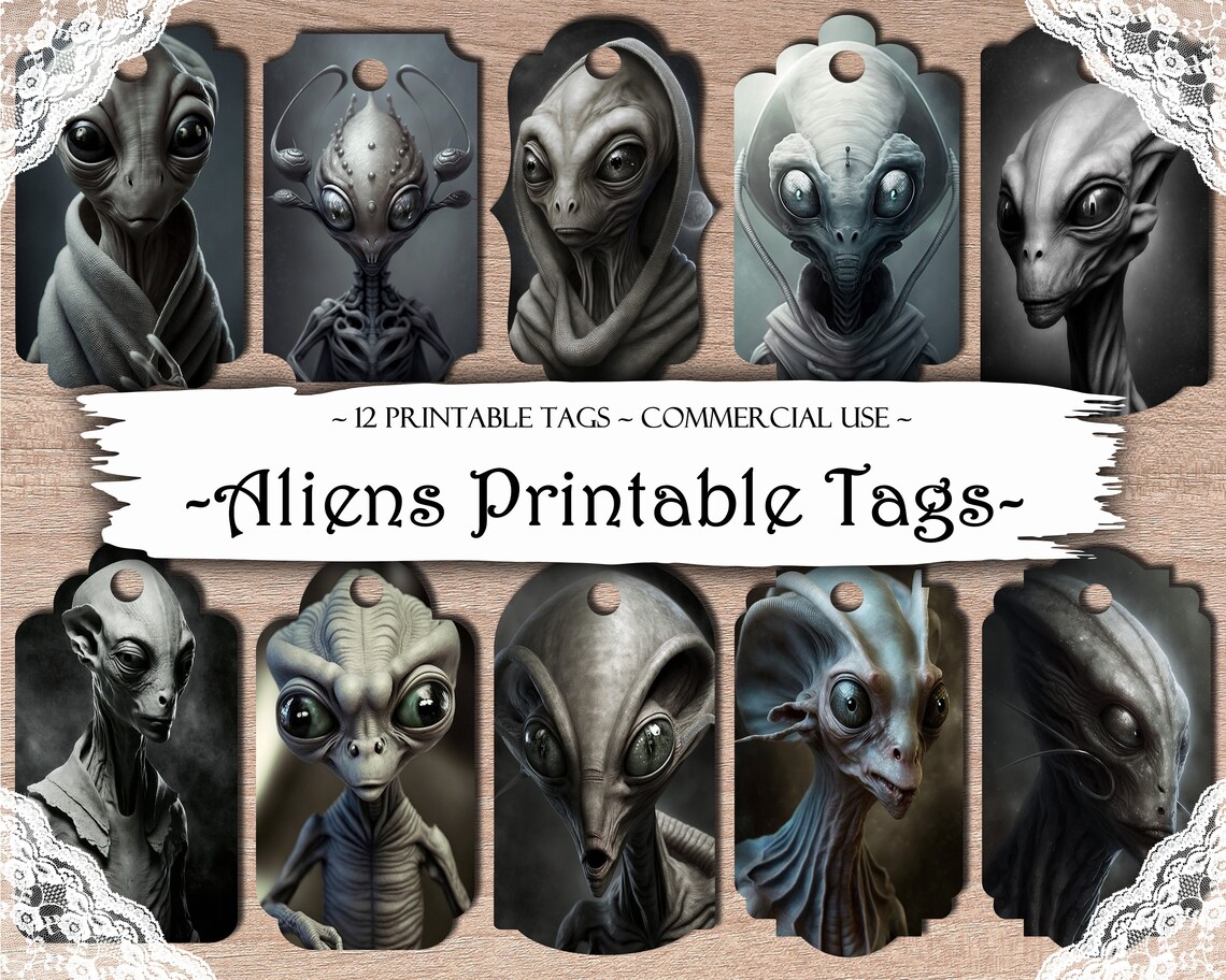 Aliens Journal Tags Printable Tags Junk Journal Supplies - Etsy