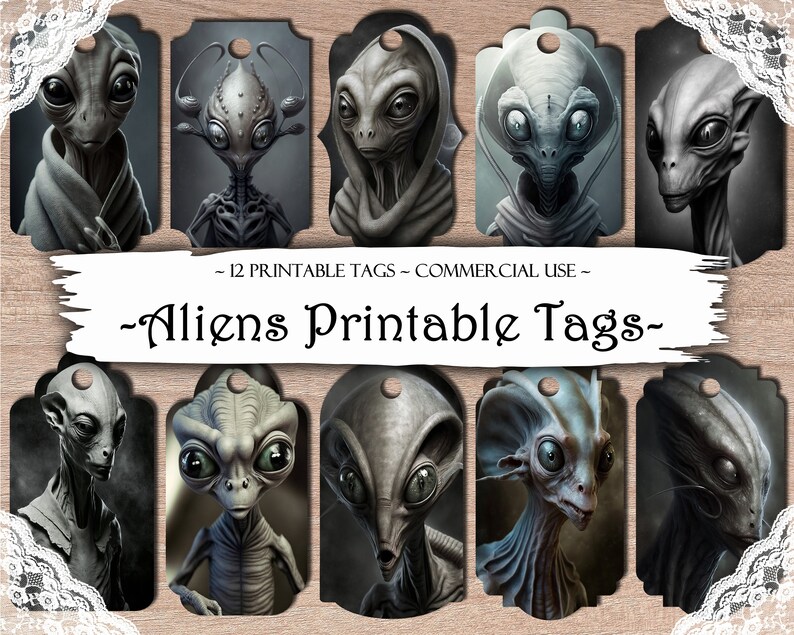 Aliens Journal Tags Printable Tags Junk Journal Supplies - Etsy
