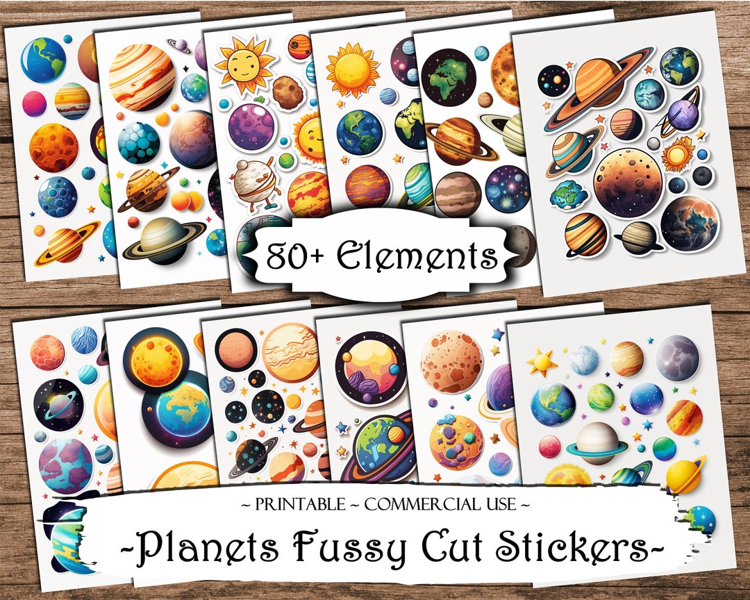 Planets Fussy Cut Printable Stickers, Junk Journal Printable Ephemera ...