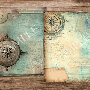 Nautical Printable Journal Papers, Scrapbooking Pages Junk Journal Kit ...