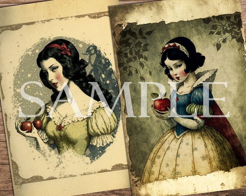 Snow White ATC Cards Junk Journal Cards Digital Paper - Etsy