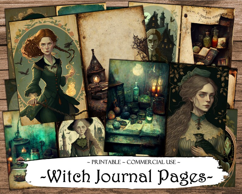 Printable Junk Journal Pages Bundle: Witch, Alice, Forest, Underwater ...