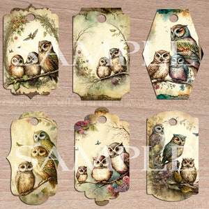 Shabby Owls Junk Journal Tags, Printable Tags, Junk Journal Supplies ...