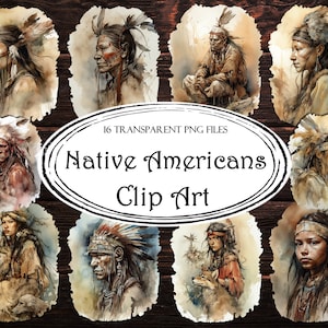 Native Americans Clip Art: Watercolor PNG Graphics (digital Download ...