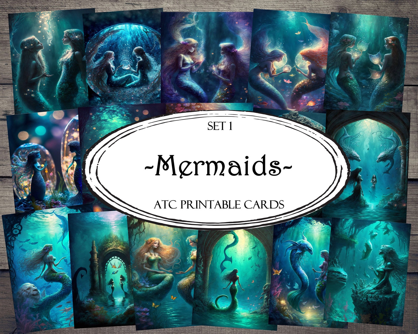 Mermaids ATC Cards: Printable Junk Journal Ephemera (digital Download ...