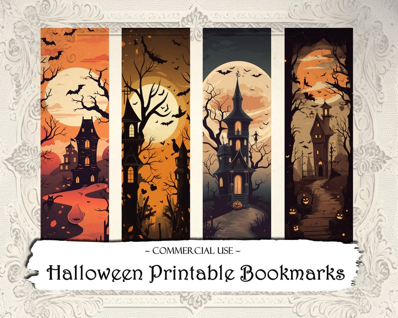 Halloween Bookmarks: Spooky Haunted House Printable Set (digital ...