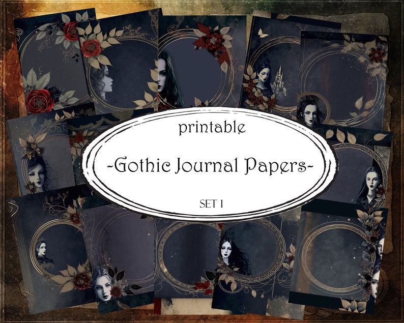Printable Gothic Journal Pages: Dark Ephemera, Scrapbook Paper (digital ...