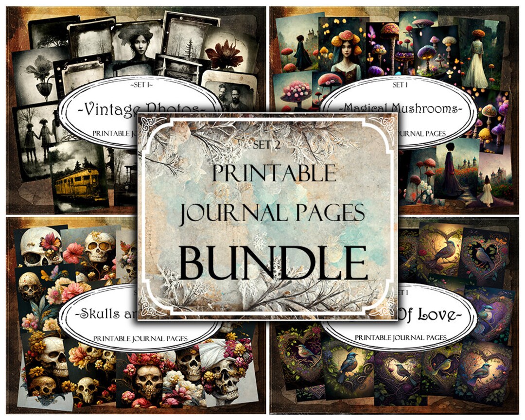 Junk Journal Pages BUNDLE Set 2, Collage Sheets, Digital Paper ...