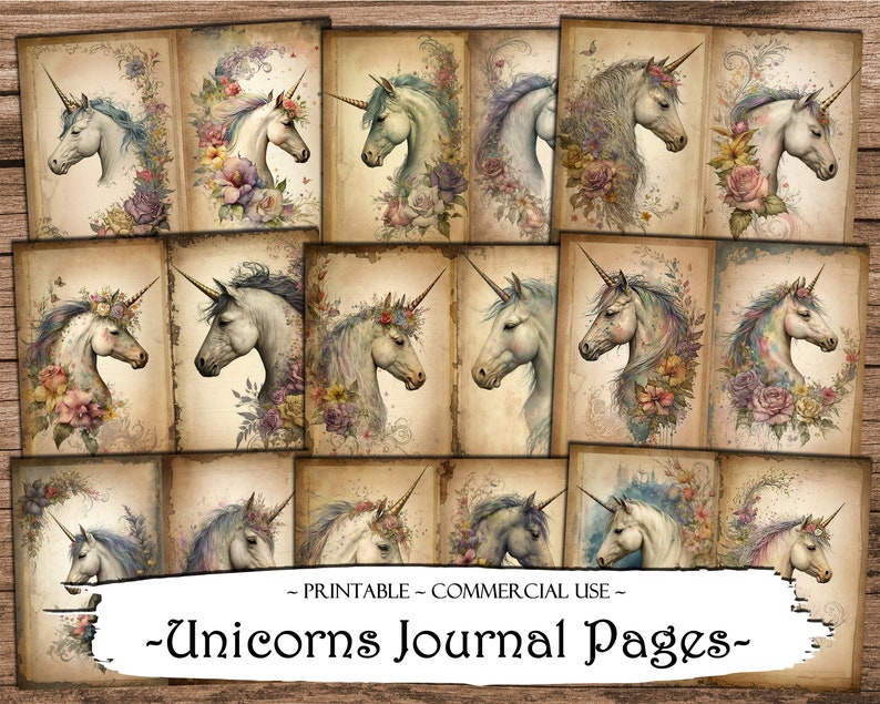 Unicorns Journal Pages Junk Journal Kit Journaling Supplies - Etsy