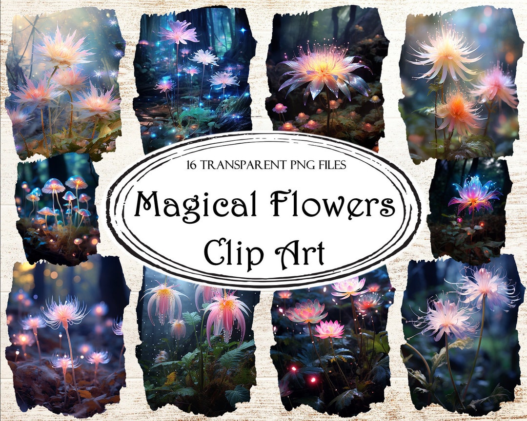 Magical Flowers Clip Art, PNG Files, Transparent PNG, Clipart Graphics ...