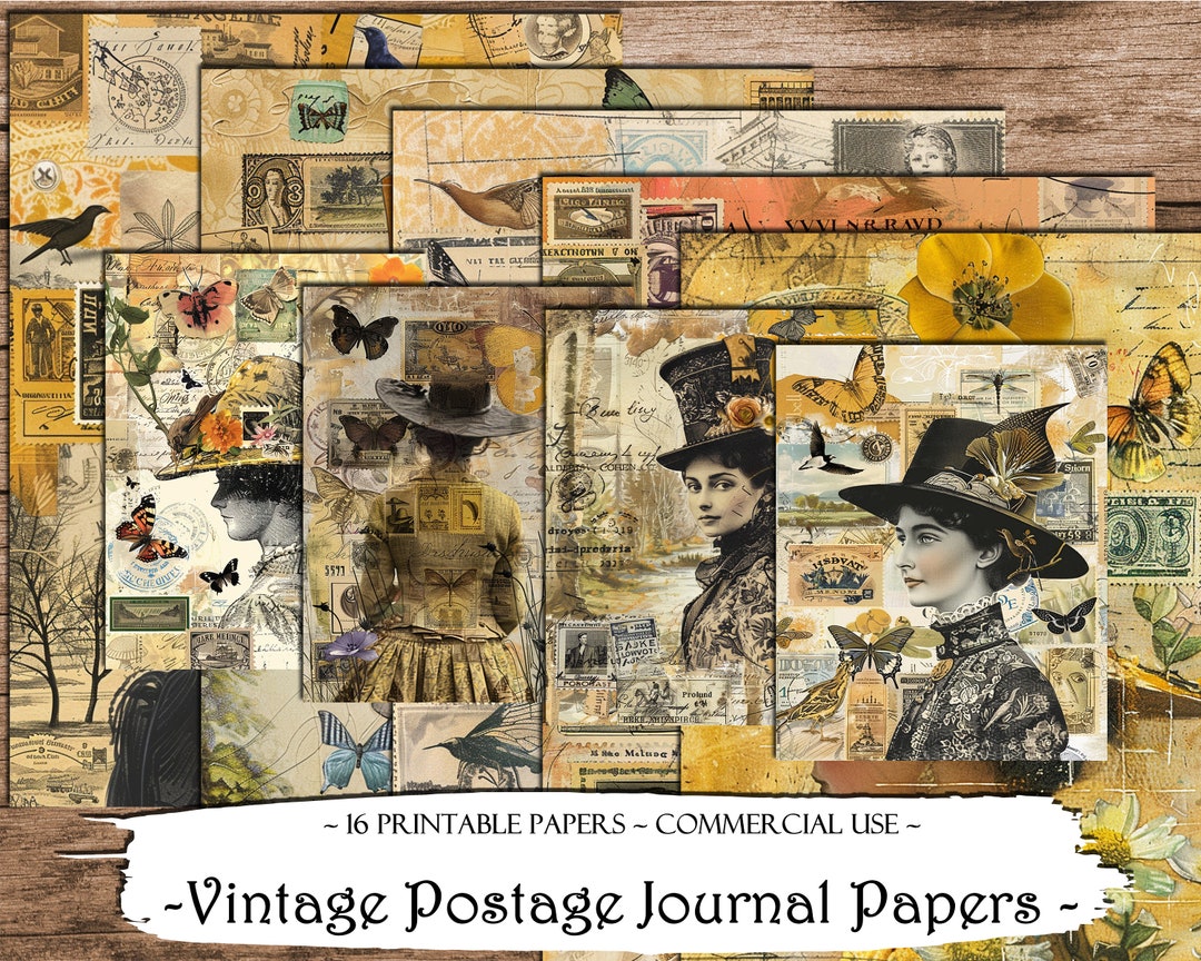 Vintage Postage Journal Pages, Junk Journal Kit, Digital Papers ...