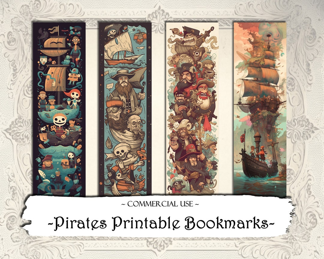 Pirates Printable Bookmarks, Digital Bookmarks, Bookmarks Set, Junk ...